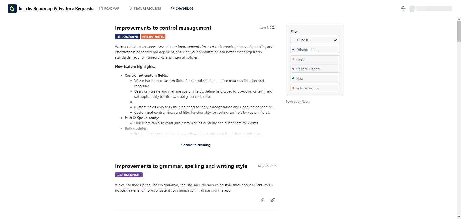 6clicks roadmap, changelog, & feature requests